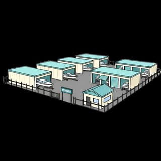 Secure outdoor boat storage facility with covered parking and climate ...